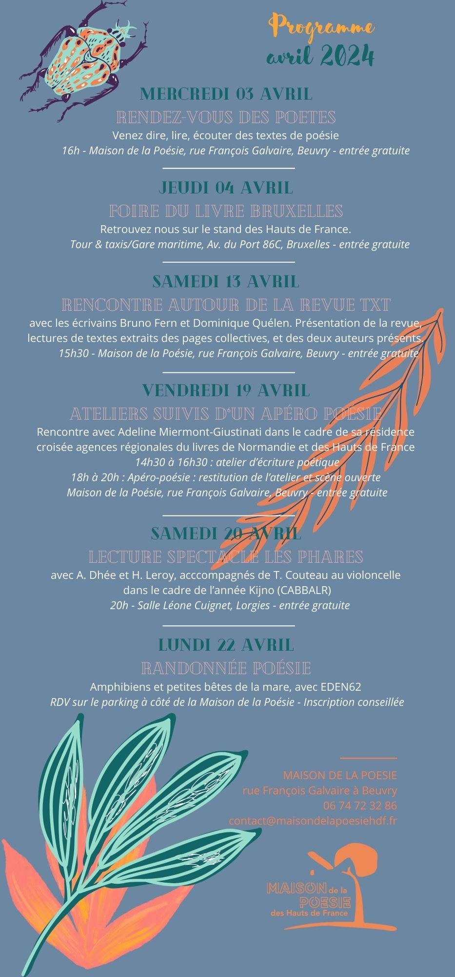 PROGRAMME AVRIL 2024 - Maison de la poésie